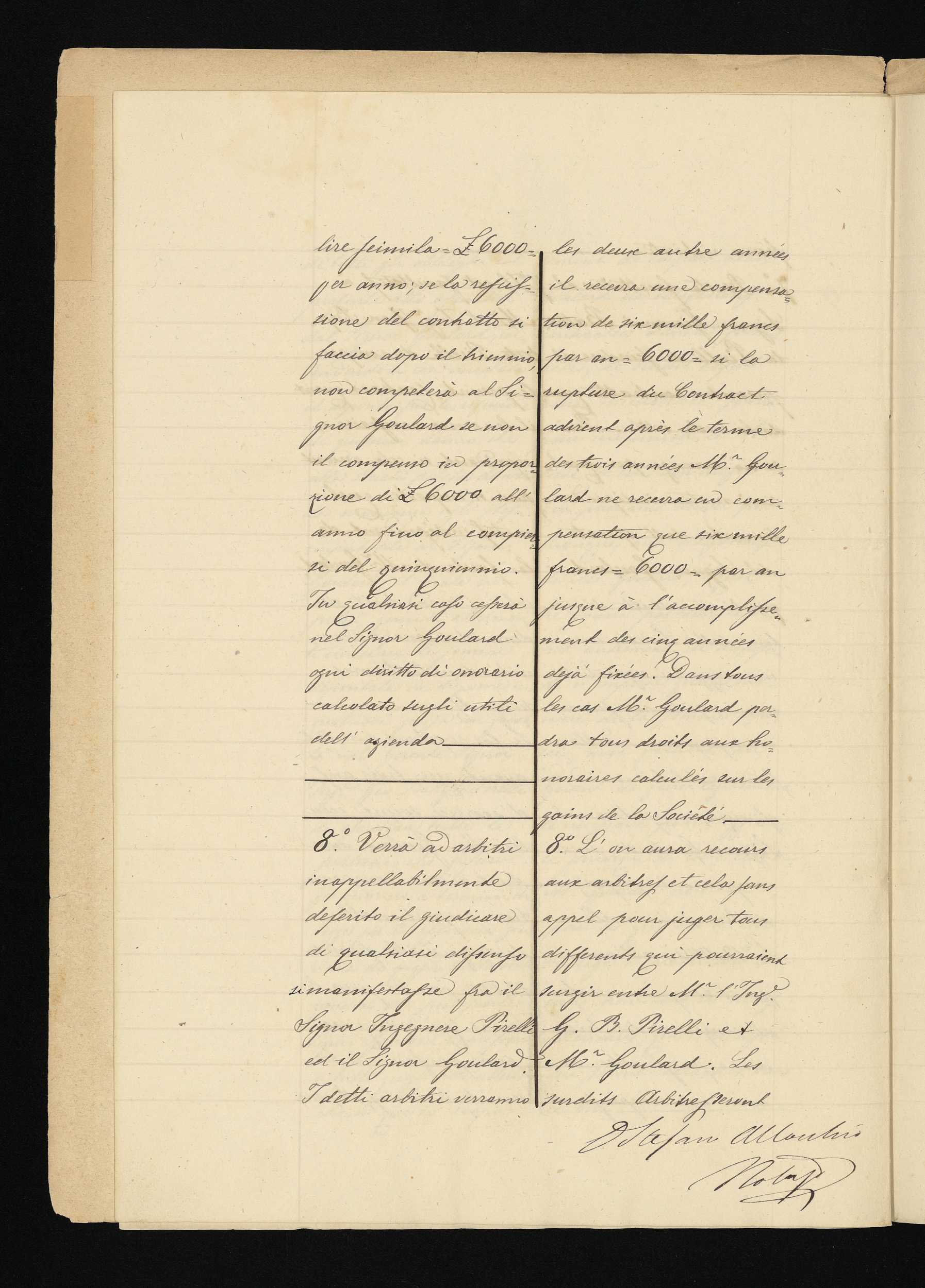 Convenzione tra la G.B. Pirelli & C. e Antonio Amato Goulard